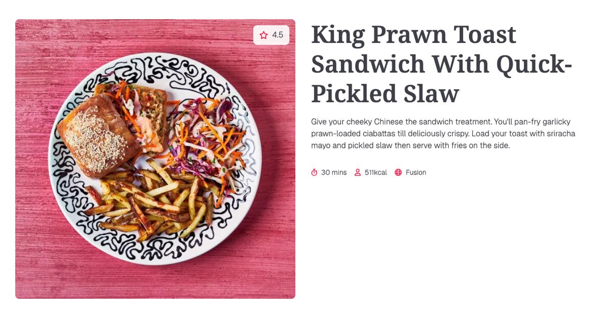 King Prawn Toast Sandwich With Quick-Pickled Slaw (30 mins) | Gousto ...