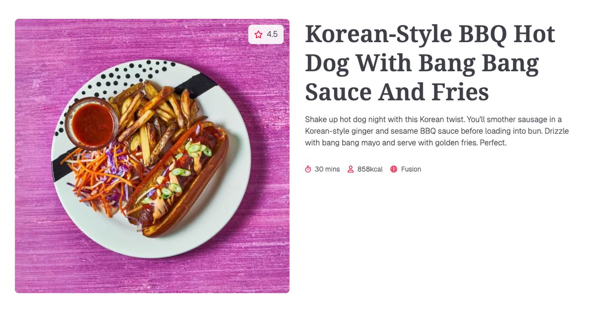 Korean-Style BBQ Hot Dog With Bang Bang Sauce And Fries (30 mins ...