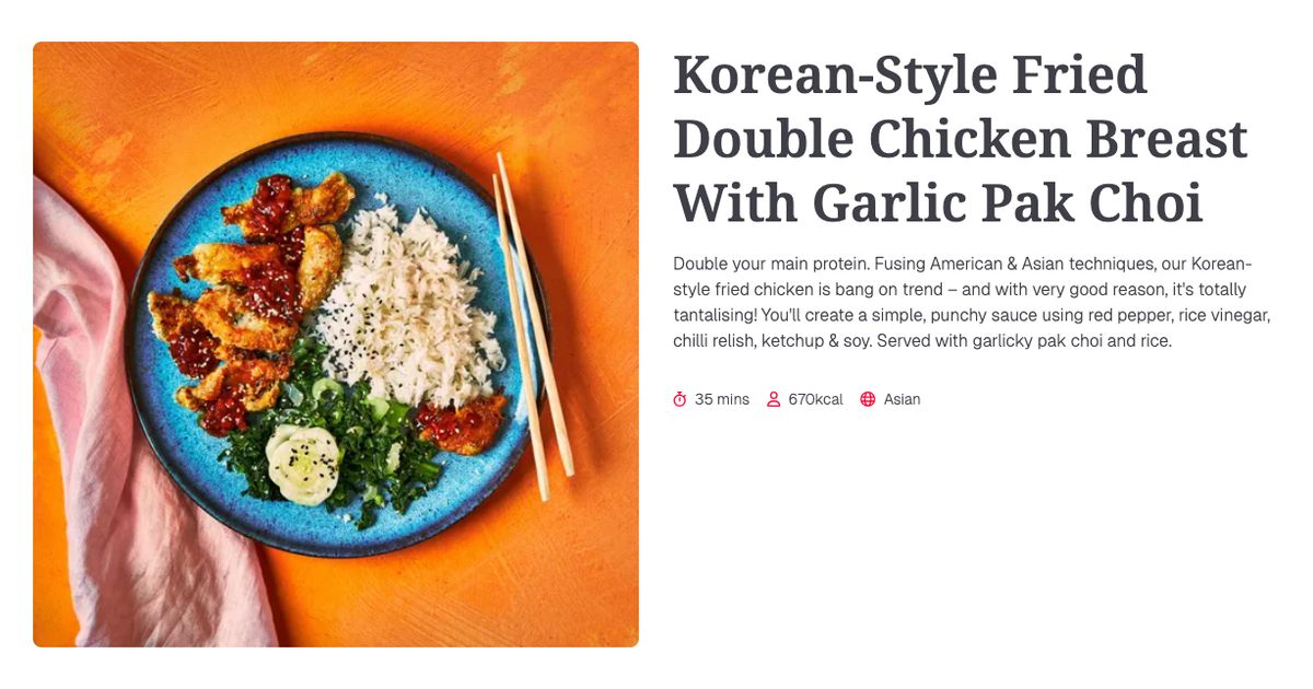 Korean-Style Fried Double Chicken Breast With Garlic Pak Choi (35 mins ...