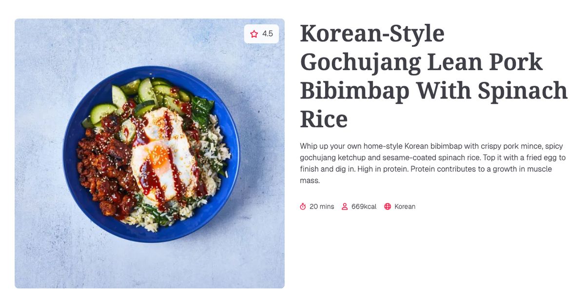 Korean-Style Gochujang Lean Pork Bibimbap With Spinach Rice (20 mins ...