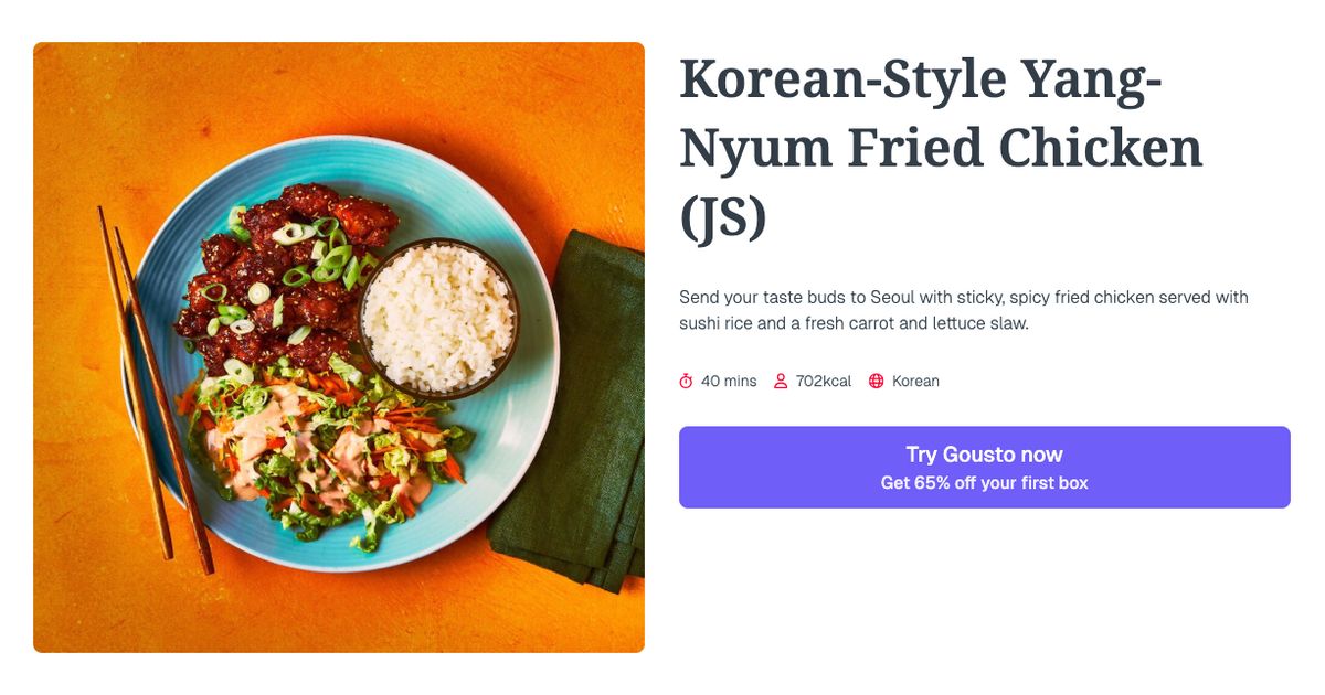 Korean-Style Yang-Nyum Fried Chicken (JS) (40 mins) | Gousto Recipe Search
