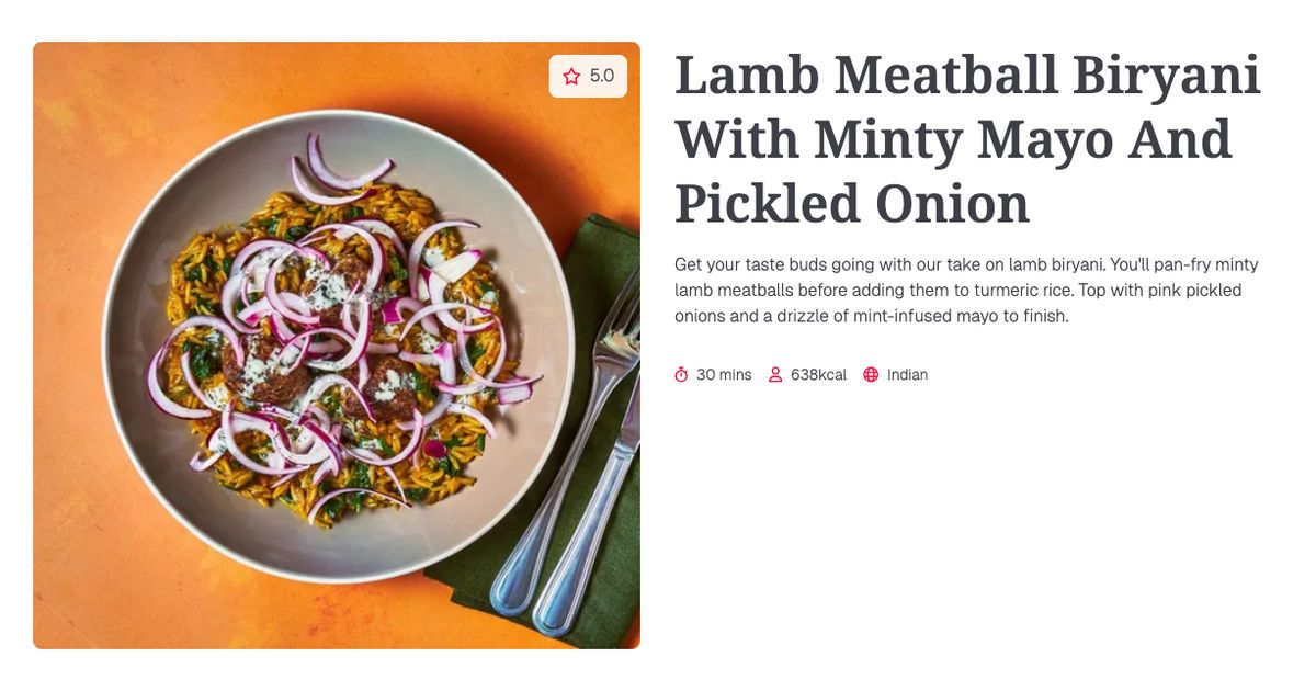 Lamb Meatball Biryani With Minty Mayo And Pickled Onion (30 mins ...