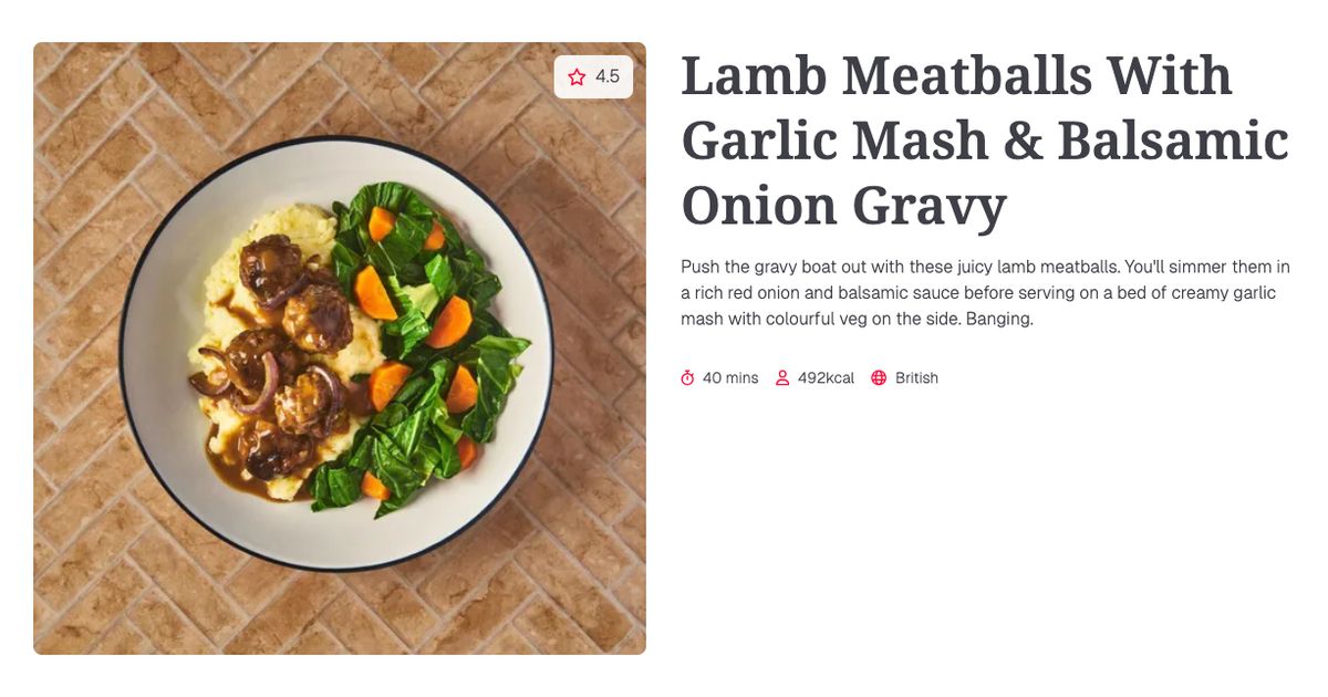 Lamb Meatballs With Garlic Mash & Balsamic Onion Gravy (40 mins ...