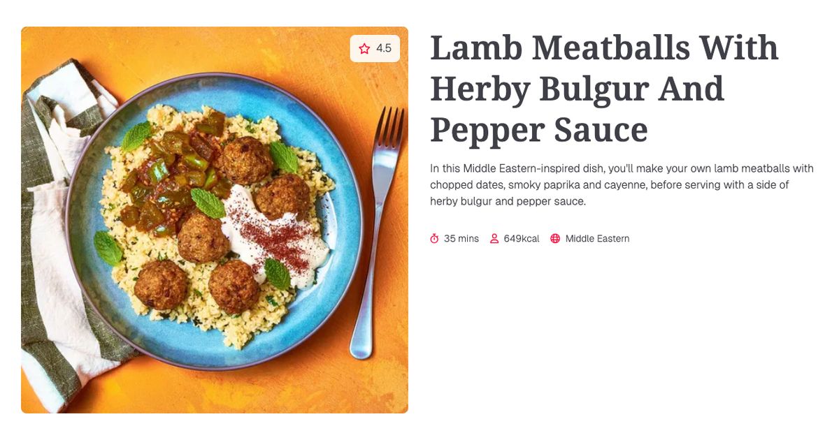 Lamb Meatballs With Herby Bulgur And Pepper Sauce (35 mins) | Gousto ...