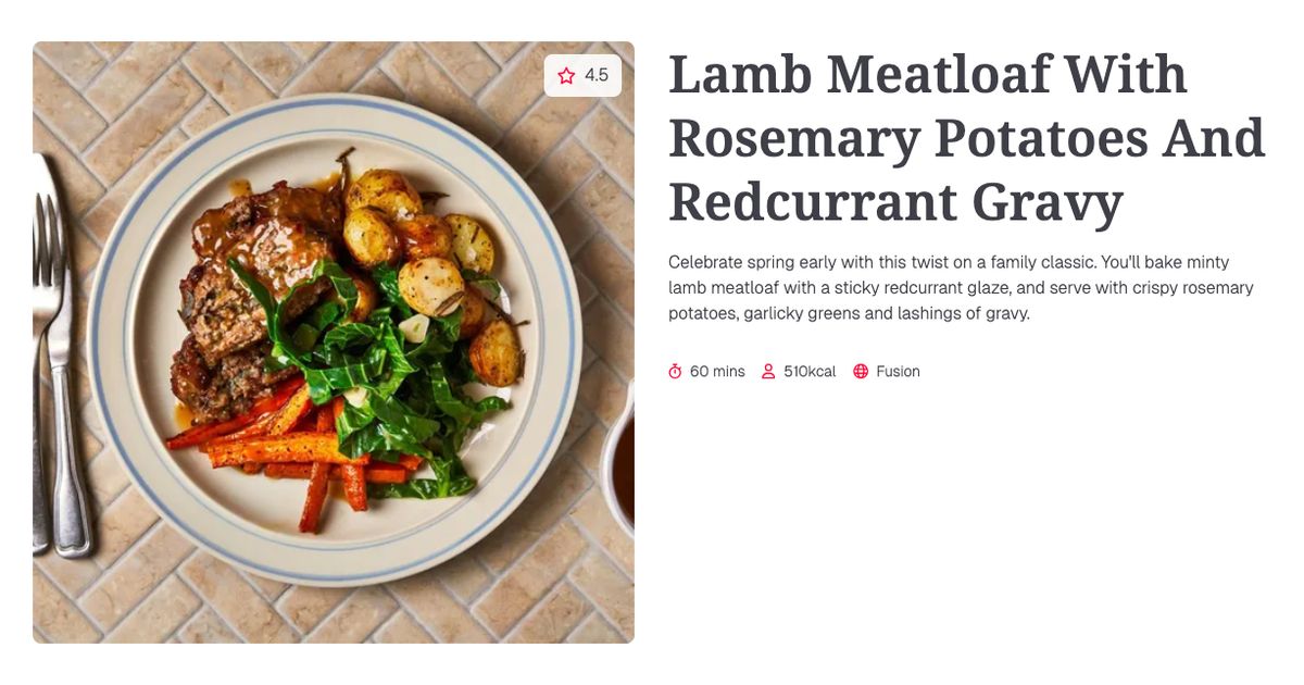 Lamb Meatloaf With Rosemary Potatoes And Redcurrant Gravy (60 mins ...