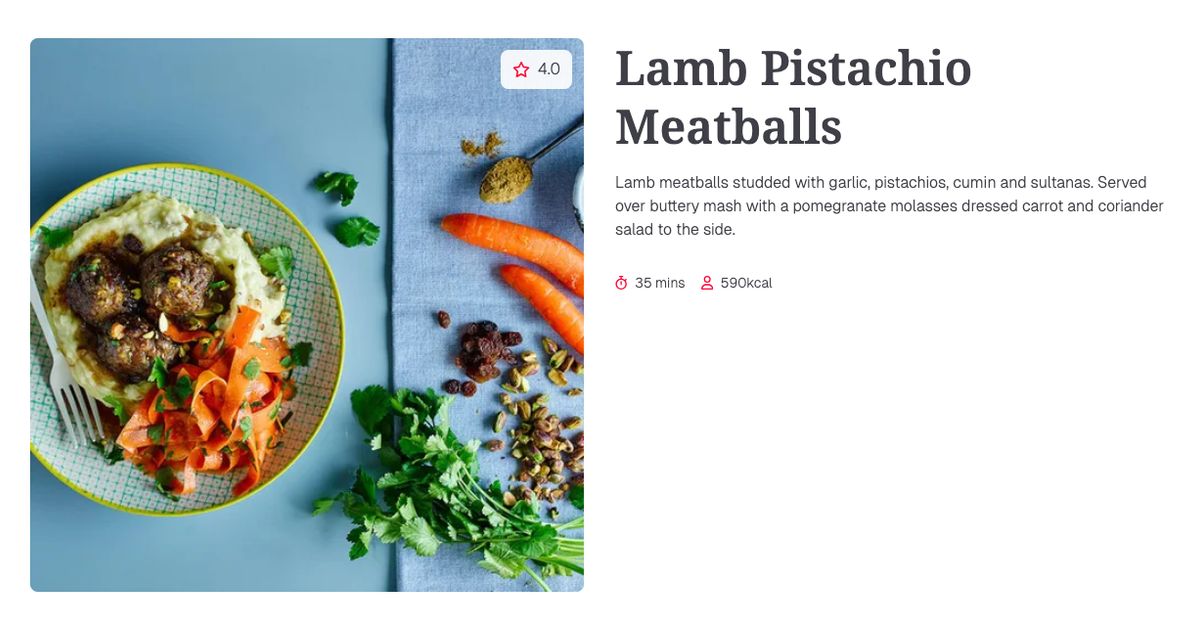 Lamb Pistachio Meatballs (35 mins) | Gousto Recipe Search