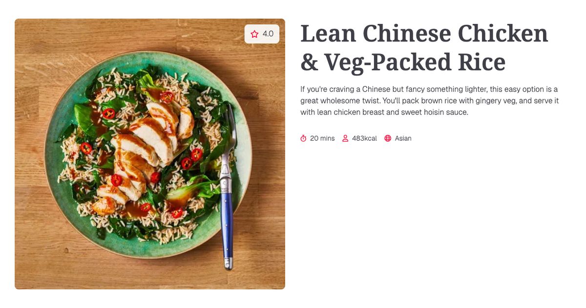 Lean Chinese Chicken & Veg-Packed Rice (20 mins) | Gousto Recipe Search