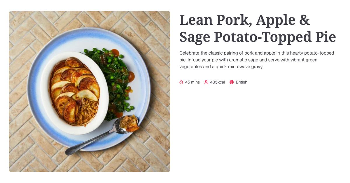 Lean Pork, Apple & Sage Potato-Topped Pie (45 mins) | Gousto Recipe Search
