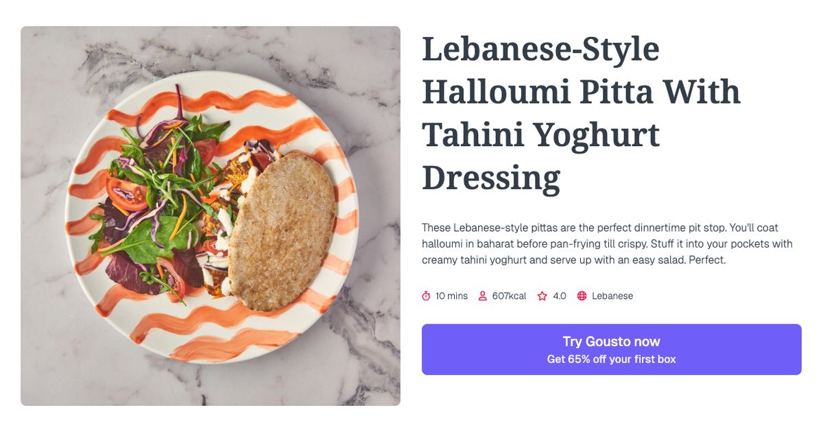 Lebanese-Style Halloumi Pitta With Tahini Yoghurt Dressing (10 mins ...