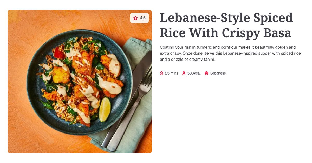 Lebanese-Style Spiced Rice With Crispy Basa (25 mins) | Gousto Recipe ...