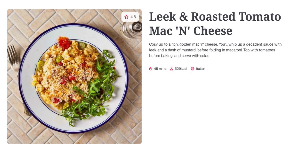 Leek & Roasted Tomato Mac 'N' Cheese (45 mins) | Gousto Recipe Search