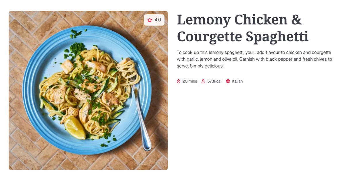 Lemony Chicken & Courgette Spaghetti (20 mins) | Gousto Recipe Search