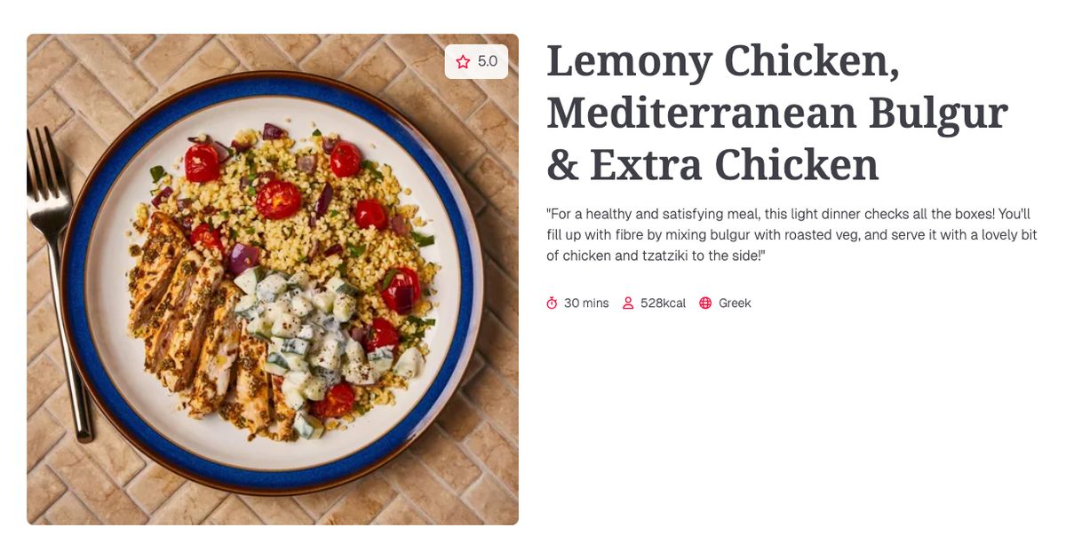 Lemony Chicken, Mediterranean Bulgur & Extra Chicken (30 mins) | Gousto ...
