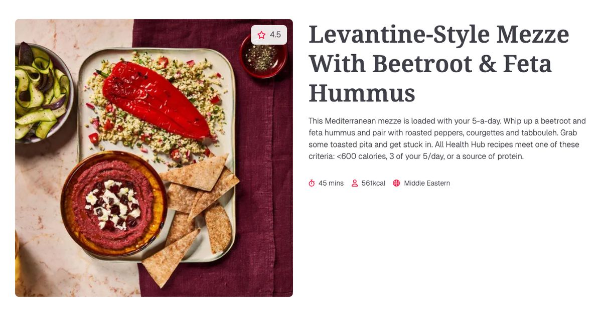 Levantine-Style Mezze With Beetroot & Feta Hummus (45 mins) | Gousto ...