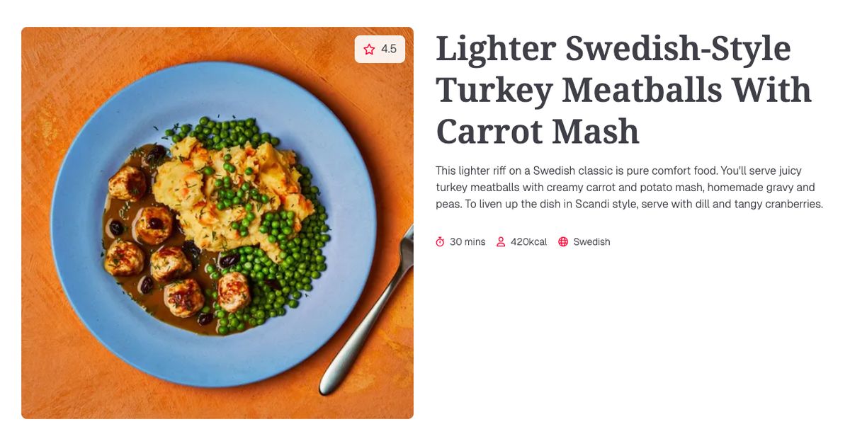 Lighter Swedish-Style Turkey Meatballs With Carrot Mash (30 mins ...