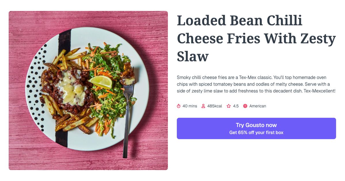Loaded Bean Chilli Cheese Fries With Zesty Slaw (40 mins) | Gousto ...