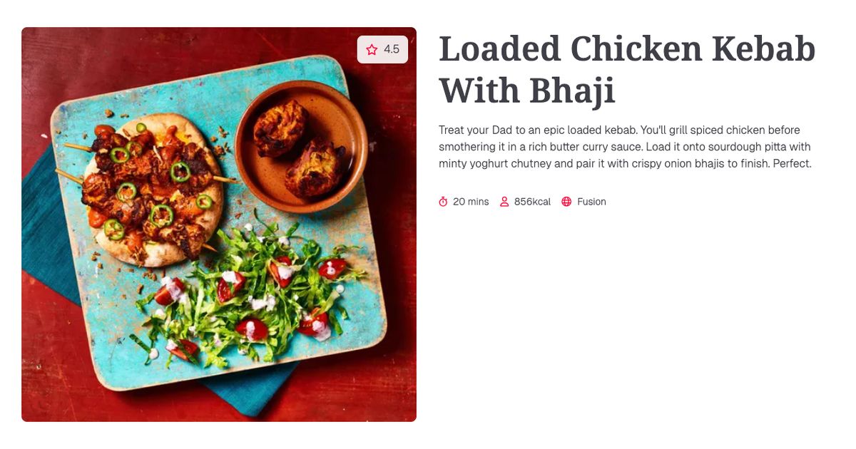 Loaded Chicken Kebab With Bhaji (20 mins) | Gousto Recipe Search