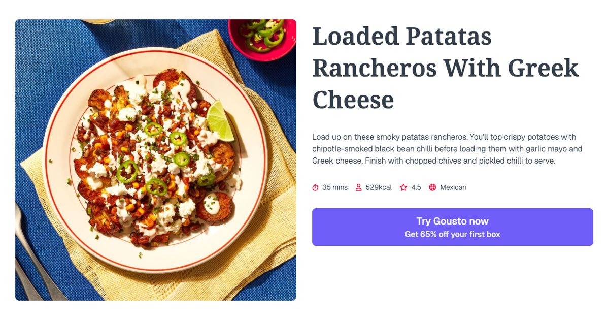 Loaded Patatas Rancheros With Greek Cheese (35 mins) | Gousto Recipe Search