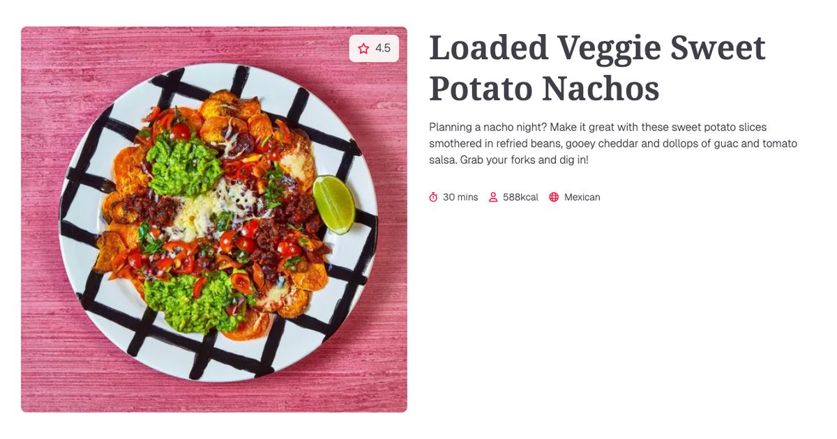 Loaded Veggie Sweet Potato Nachos (30 mins) | Gousto Recipe Search