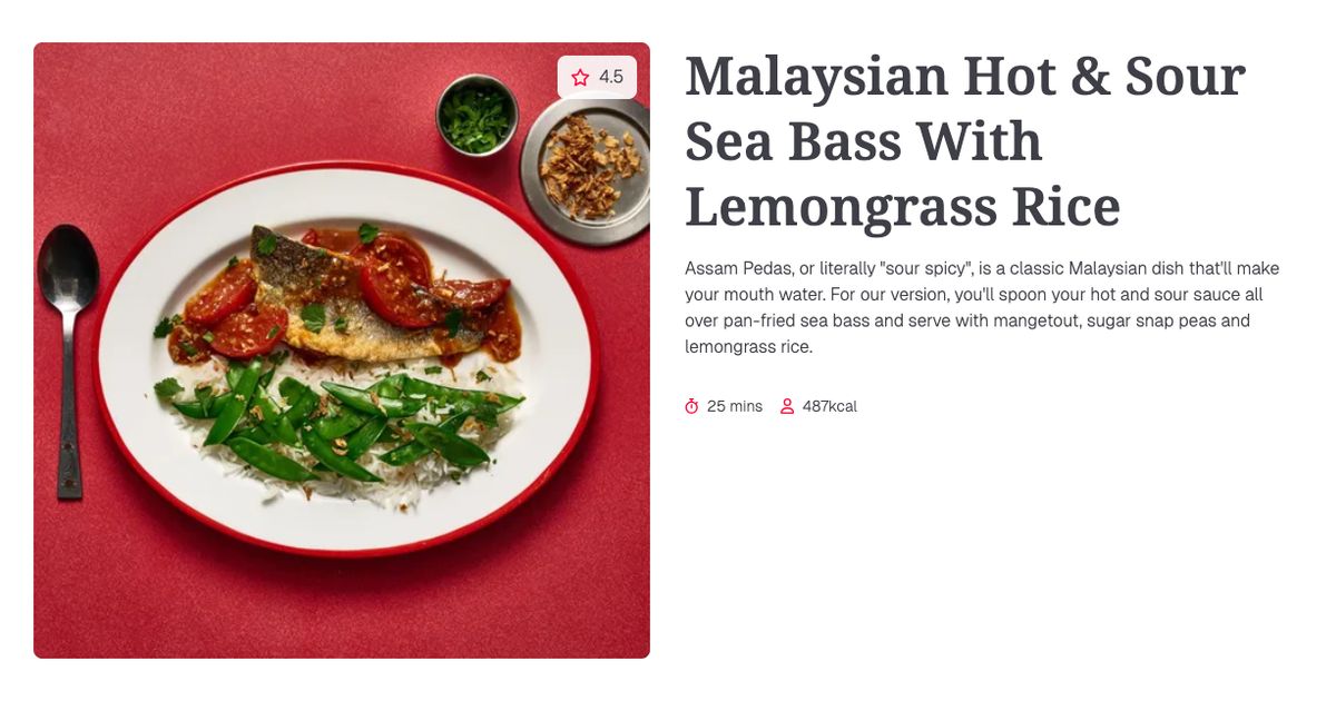 Malaysian Hot & Sour Sea Bass With Lemongrass Rice (25 mins) | Gousto ...