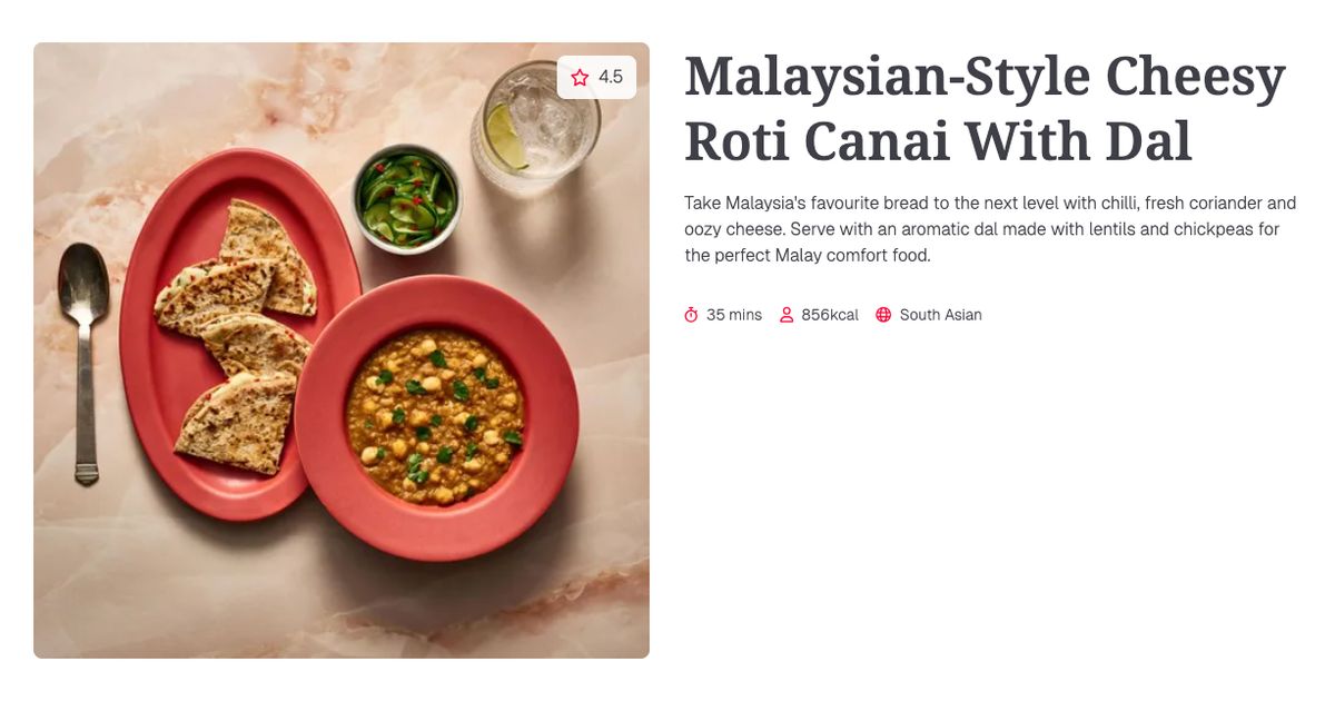 Malaysian-Style Cheesy Roti Canai With Dal (35 mins) | Gousto Recipe Search