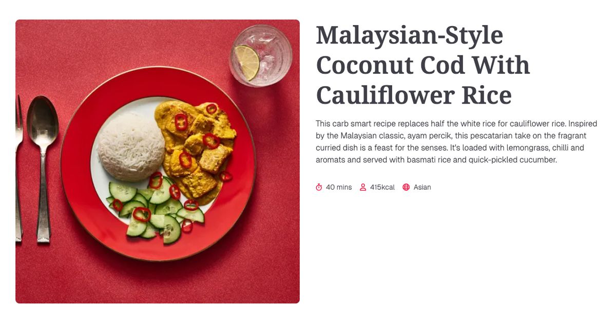 Malaysian-Style Coconut Cod With Cauliflower Rice (40 mins) | Gousto ...