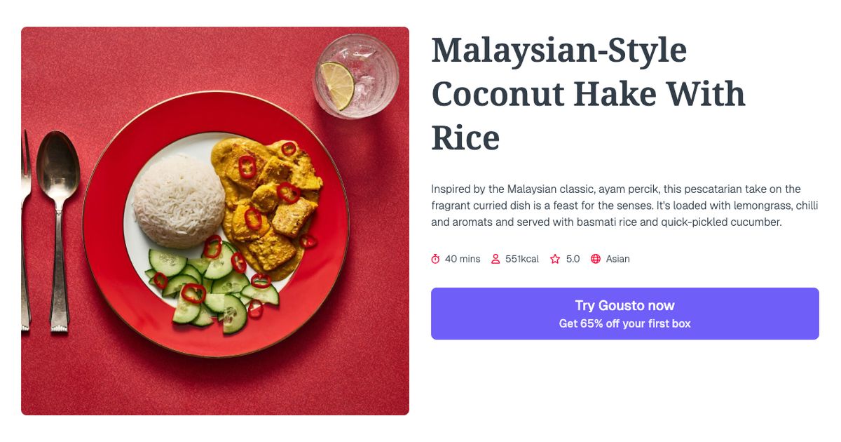 Malaysian-Style Coconut Hake With Rice (40 mins) | Gousto Recipe Search