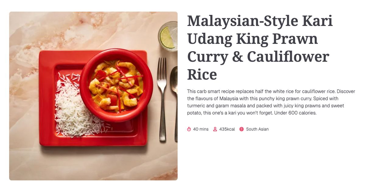 Malaysian-Style Kari Udang King Prawn Curry & Cauliflower Rice (40 mins ...