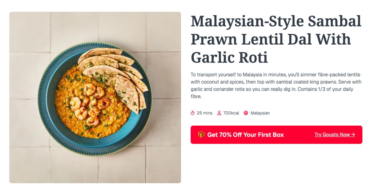 Malaysian-Style Sambal Prawn Lentil Dal With Garlic Roti (25 mins ...