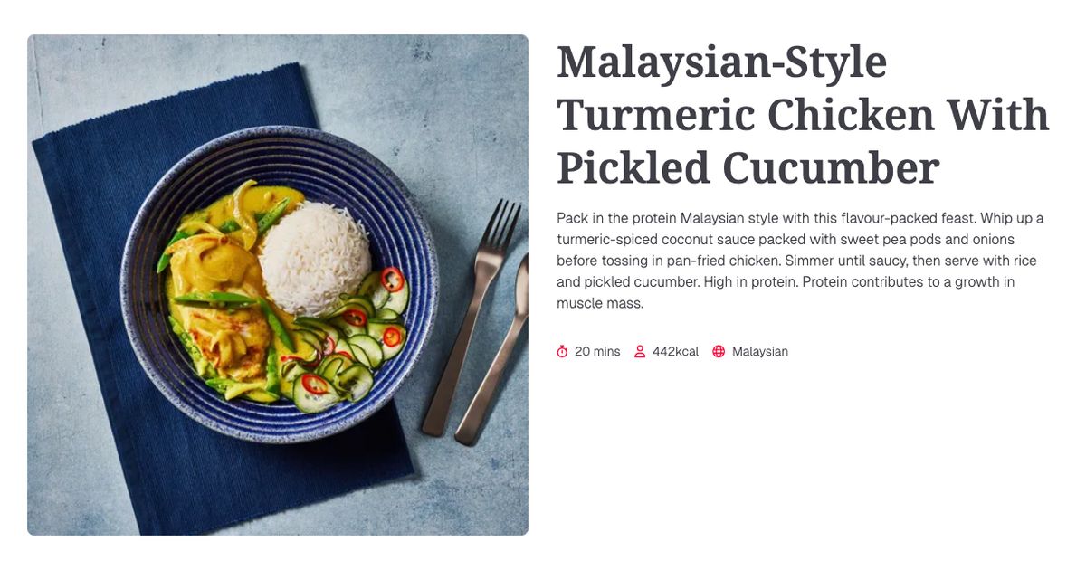 Malaysian-Style Turmeric Chicken With Pickled Cucumber (20 mins ...