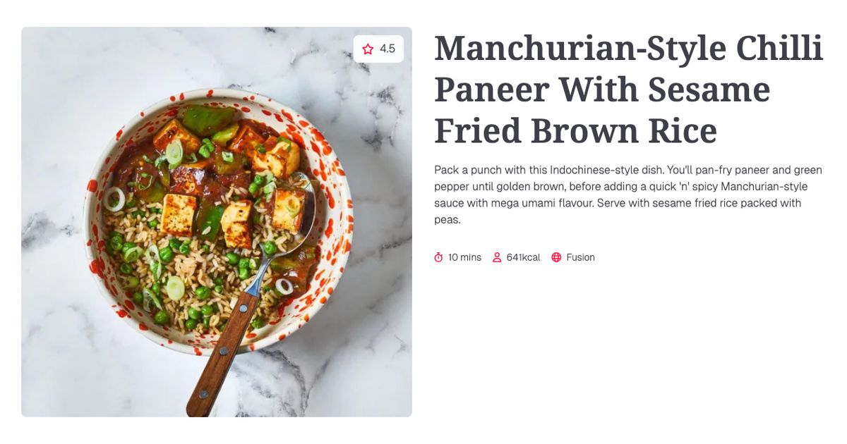 Manchurian-Style Chilli Paneer With Sesame Fried Brown Rice (10 mins ...
