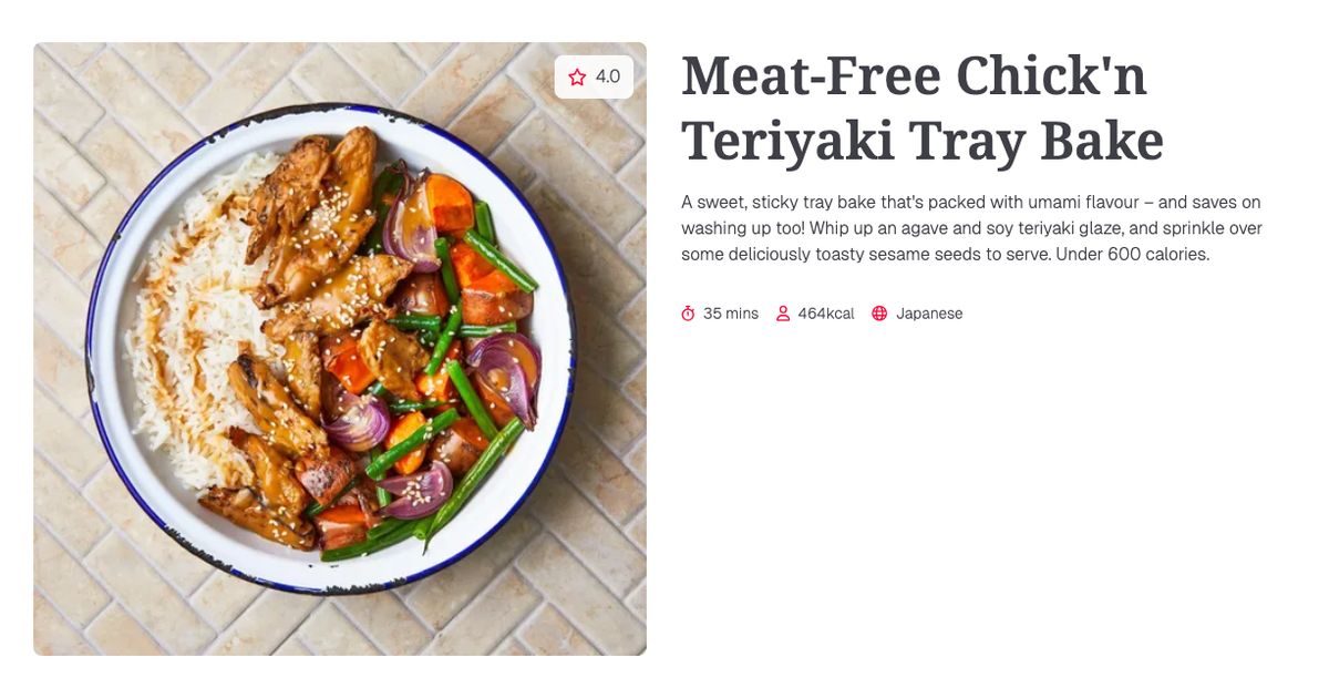 Meat-Free Chick'n Teriyaki Tray Bake (35 mins) | Gousto Recipe Search