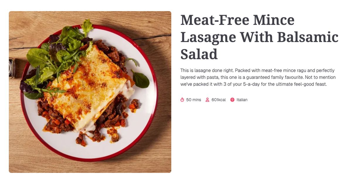 Meat-Free Mince Lasagne With Balsamic Salad (50 mins) | Gousto Recipe ...
