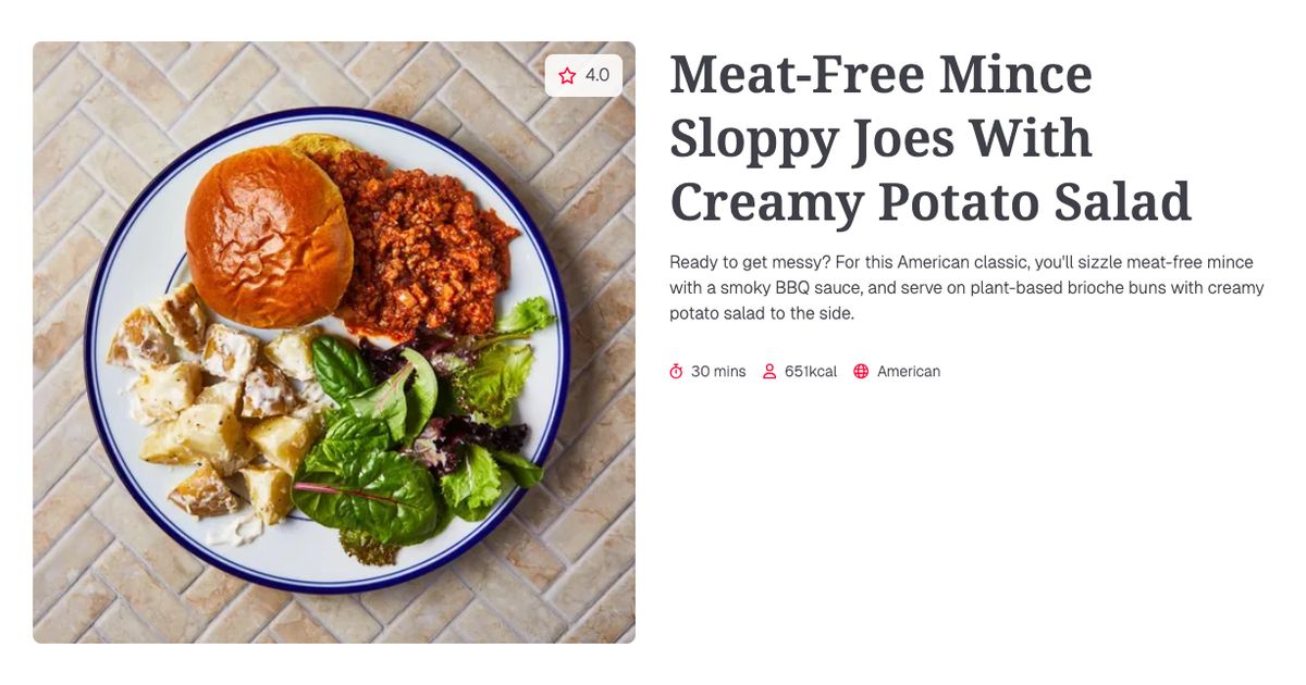Meat-Free Mince Sloppy Joes With Creamy Potato Salad (30 mins) | Gousto ...