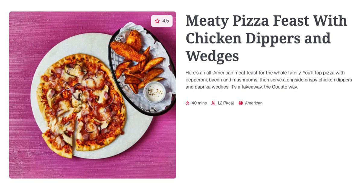 Meaty Pizza Feast With Chicken Dippers and Wedges (40 mins) | Gousto ...