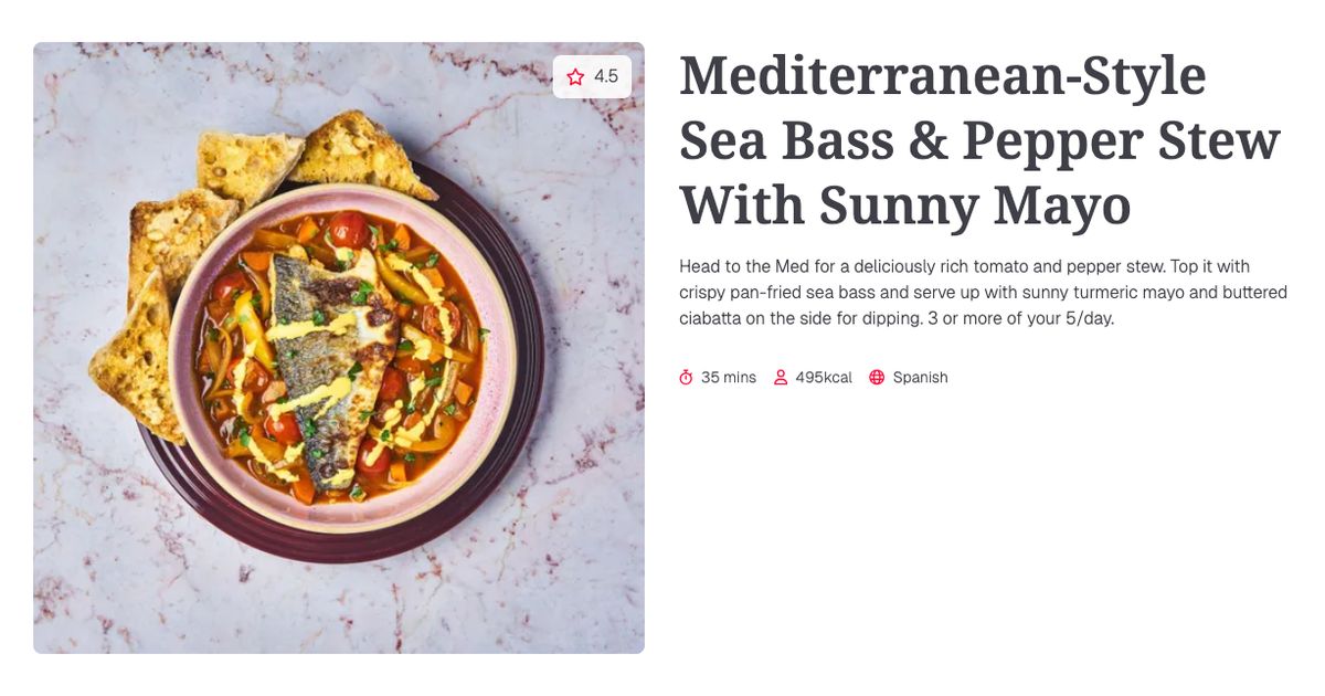 Mediterranean-Style Sea Bass & Pepper Stew With Sunny Mayo (35 mins ...