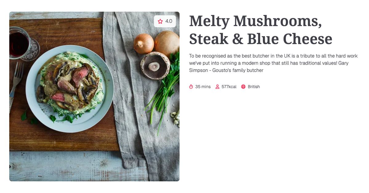 Melty Mushrooms, Steak & Blue Cheese (35 mins) | Gousto Recipe Search