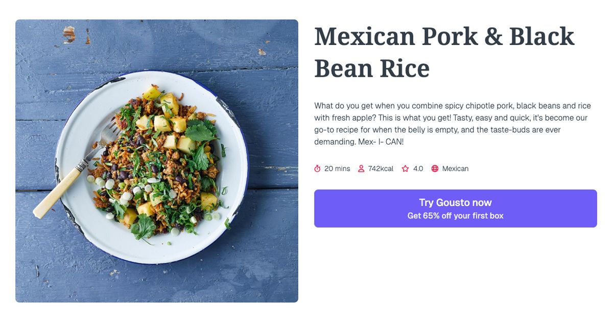 Mexican Pork & Black Bean Rice (20 mins) | Gousto Recipe Search