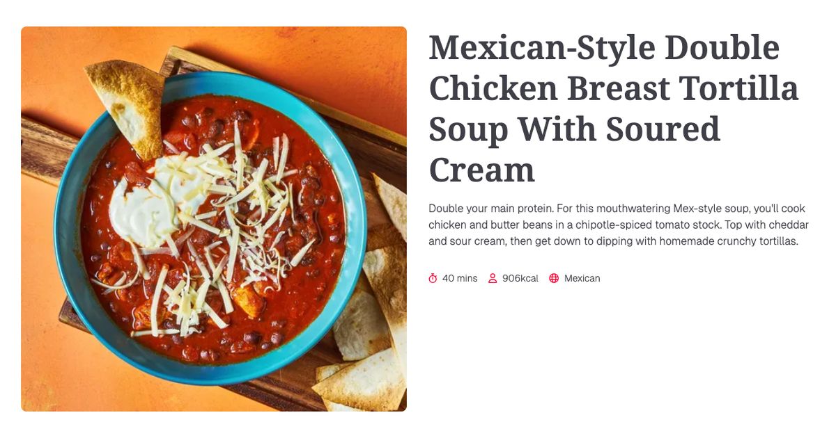 Mexican-Style Double Chicken Breast Tortilla Soup With Soured Cream (40 ...