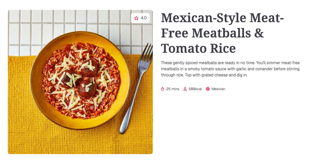 Mexican-Style Meat-Free Meatballs & Tomato Rice (25 mins) | Gousto ...