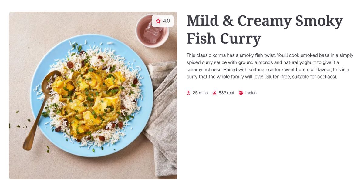 Mild & Creamy Smoky Fish Curry (25 mins) | Gousto Recipe Search