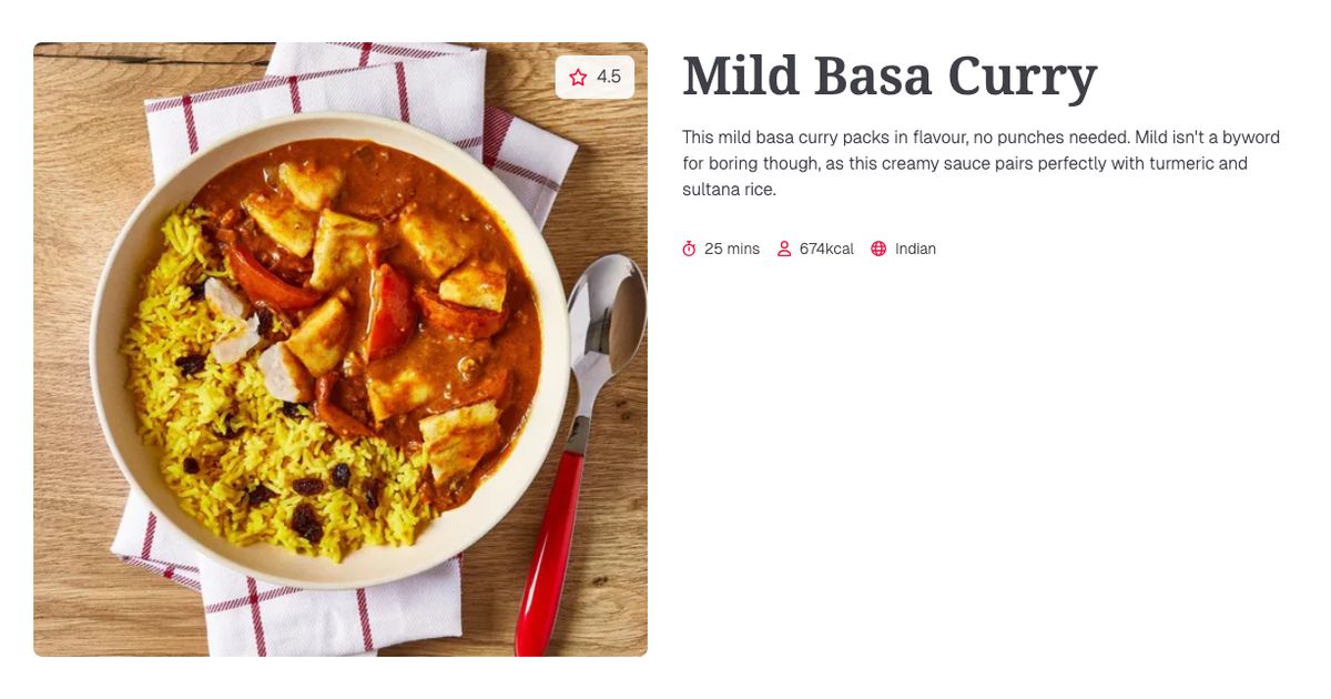 Mild Basa Curry (25 mins) | Gousto Recipe Search
