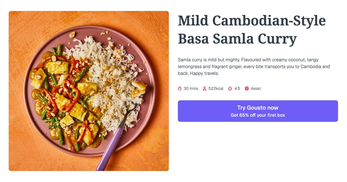 Mild Cambodian-Style Basa Samla Curry (30 mins) | Gousto Recipe Search