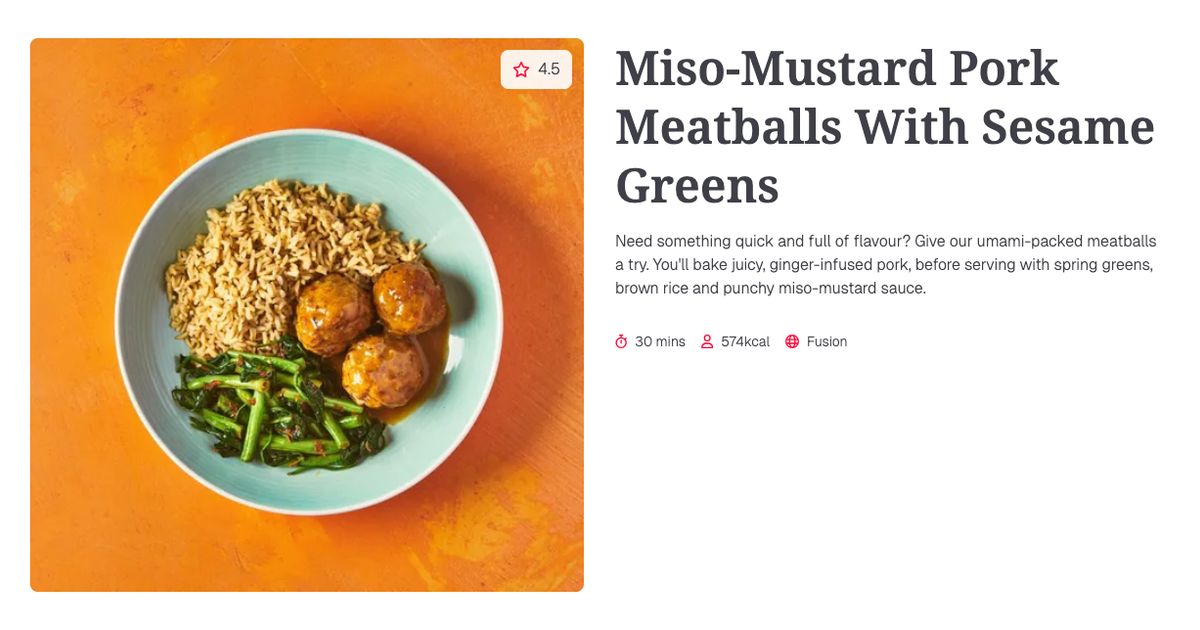Miso-Mustard Pork Meatballs With Sesame Greens (30 mins) | Gousto ...