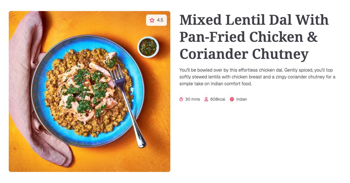 Mixed Lentil Dal With Pan-Fried Chicken & Coriander Chutney (30 mins ...