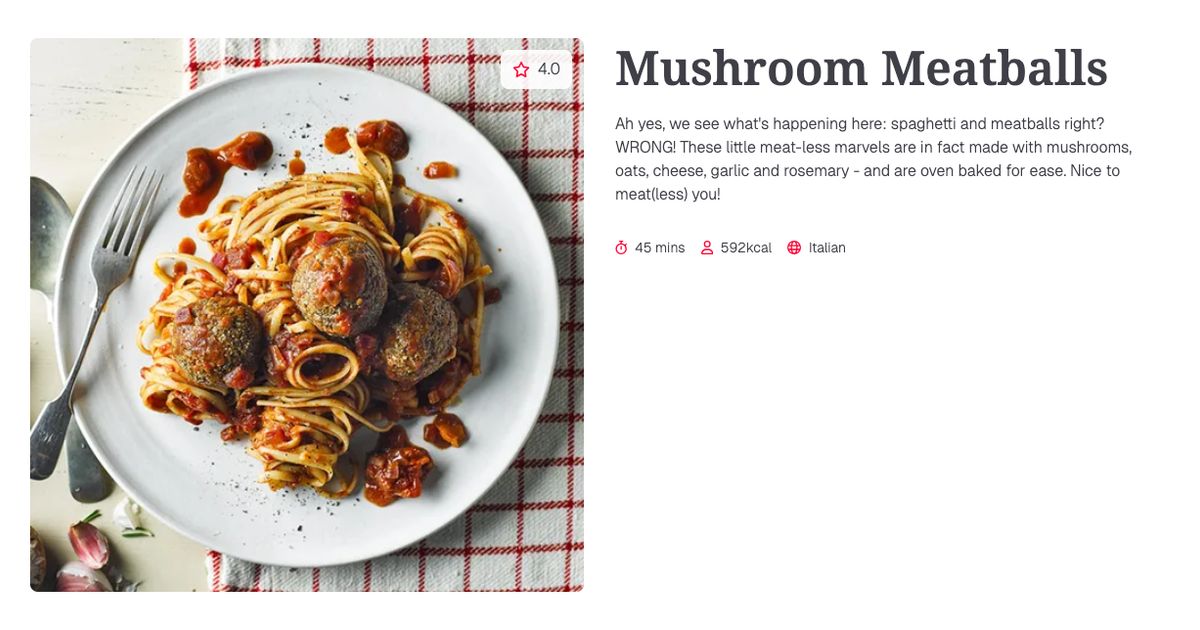 Mushroom Meatballs (45 mins) | Gousto Recipe Search