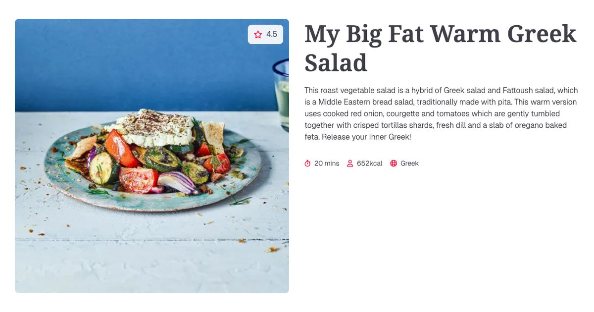 My Big Fat Warm Greek Salad (20 mins) | Gousto Recipe Search