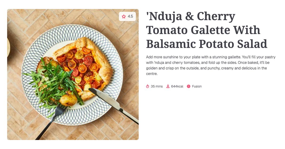 'Nduja & Cherry Tomato Galette With Balsamic Potato Salad (35 mins ...