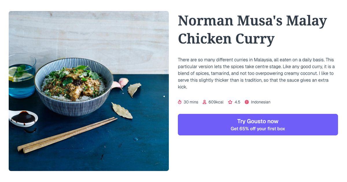 Norman Musa's Malay Chicken Curry (30 mins) | Gousto Recipe Search