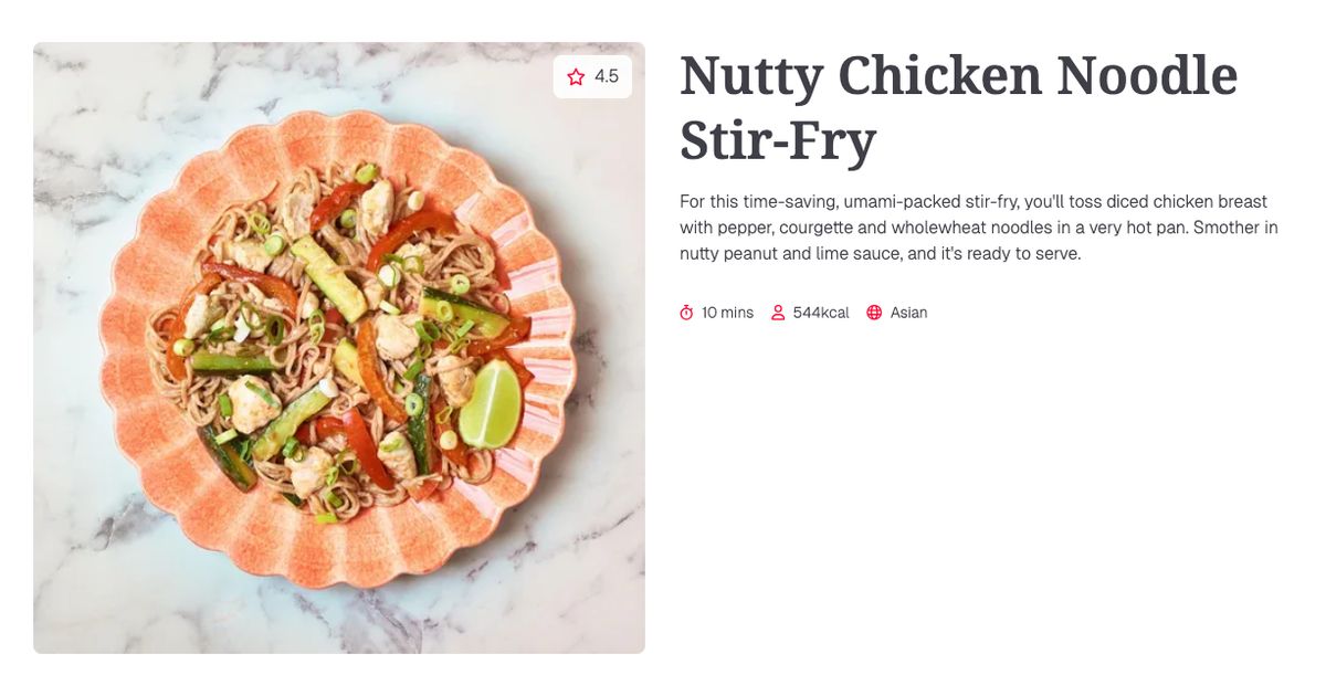 Nutty Chicken Noodle Stir-Fry (10 mins) | Gousto Recipe Search